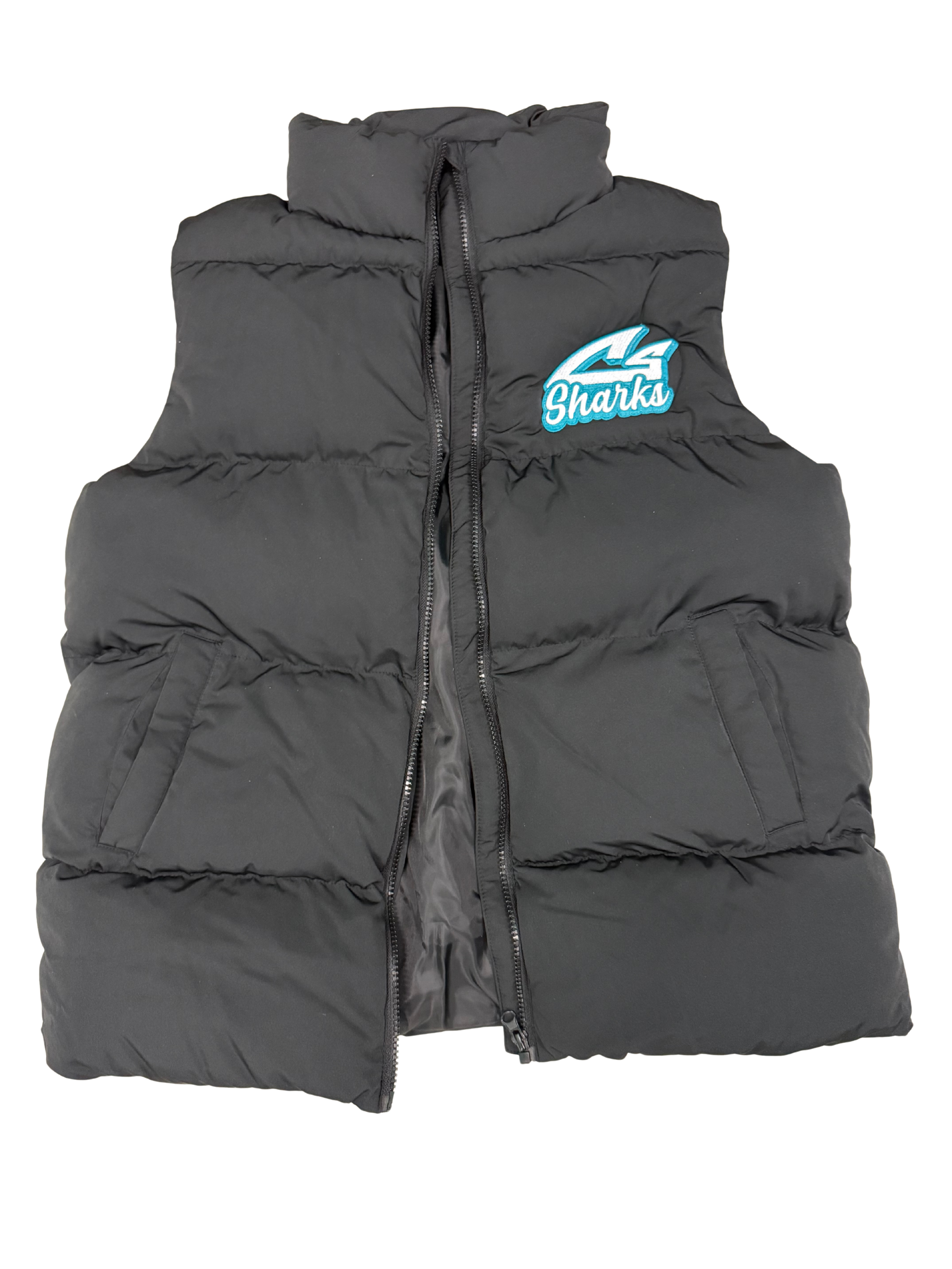 Adult Sharks Puffer Vest Oversized – Fins Pro Shop by Cheer Sport Sharks